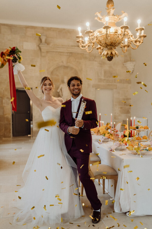 Unique colorful elopement wedding ideas - Citrus theme